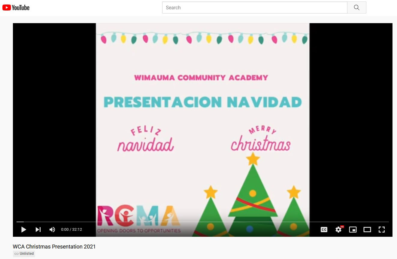 View the 2021 holiday performance by our WCA scholars - RCMA